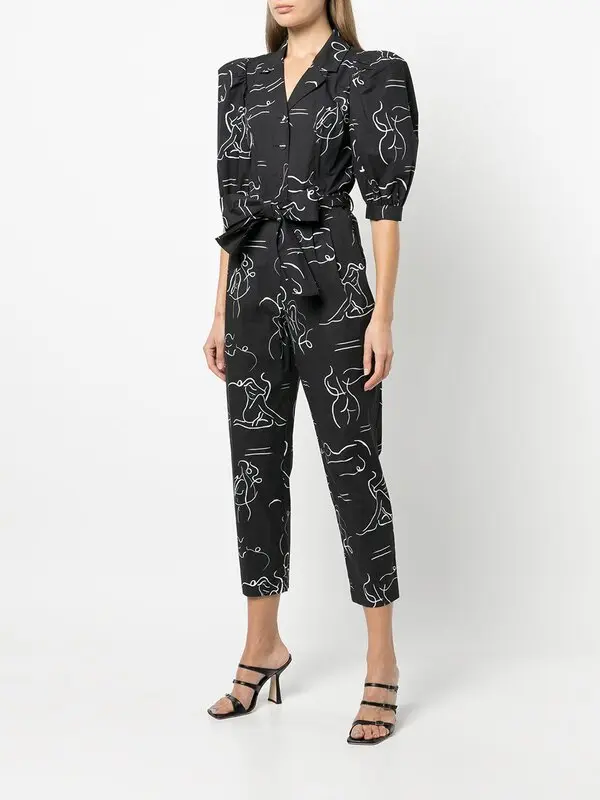 Lhd Casitas Illustration-print Jumpsuit - Black