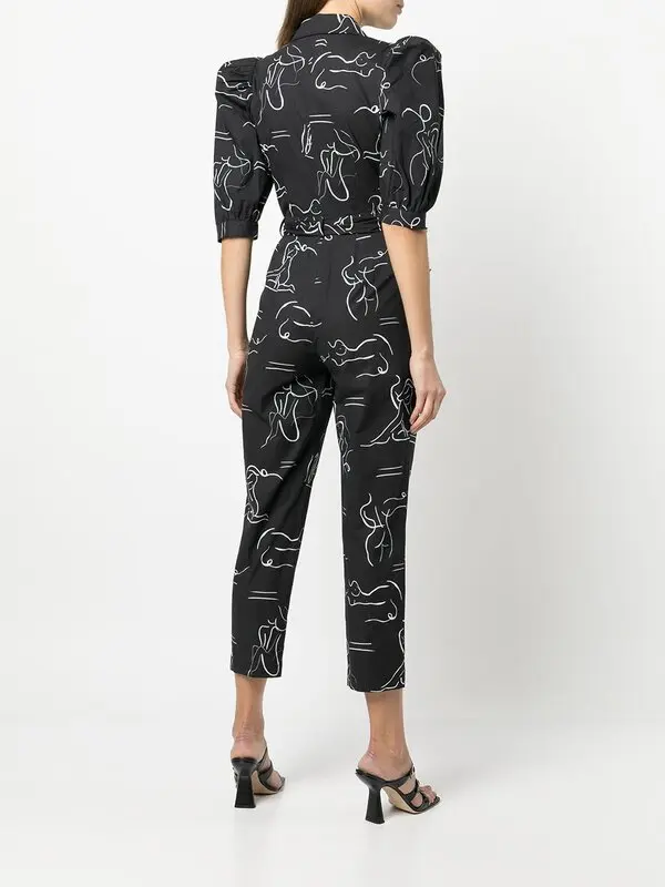 Lhd Casitas Illustration-print Jumpsuit - Black