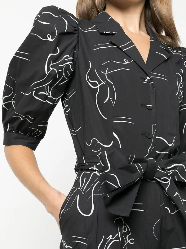 Lhd Casitas Illustration-print Jumpsuit - Black