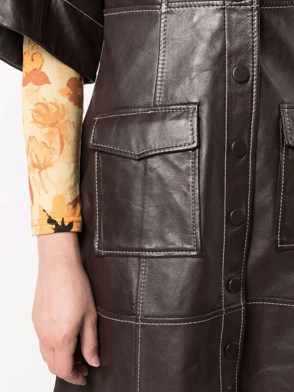 ganni brown leather dress Wide-Sleeve Midi In - 40% Off YGroup_3538