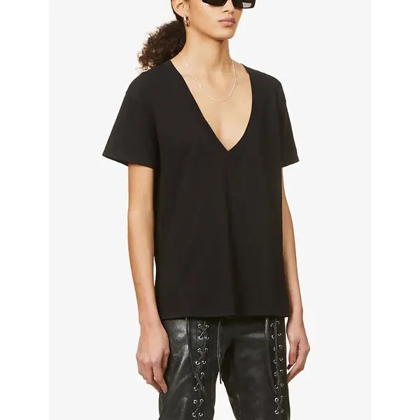 Good American V-neck Cotton-jersey T-shirt