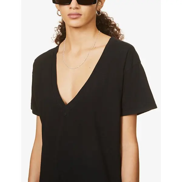 Good American V-neck Cotton-jersey T-shirt
