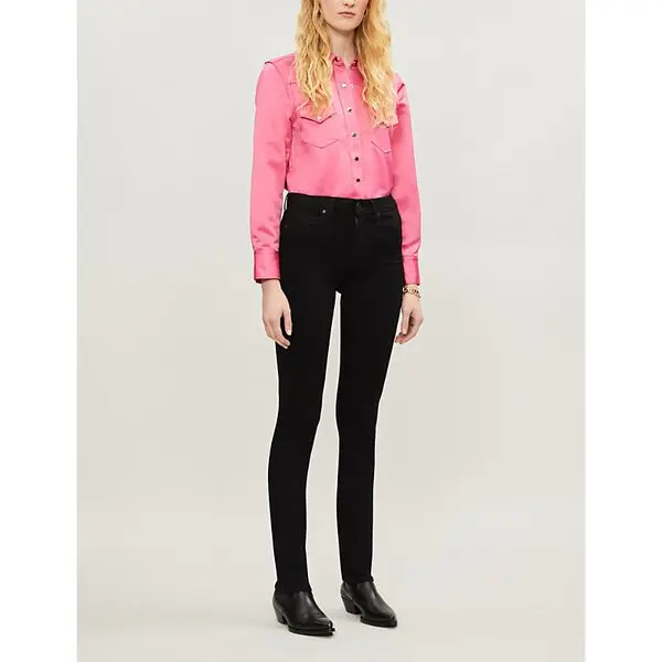 Paige Hoxton Straight High-rise Jeans - Black Shadow