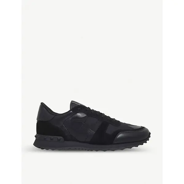 Valentino Garavani Rockrunner Camo Leather Trainers - Black