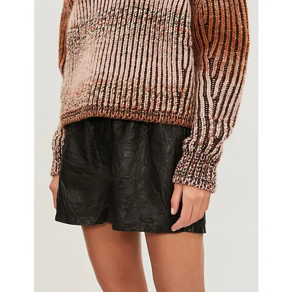 Zadig&Voltaire Textured Leather Shorts - Noir