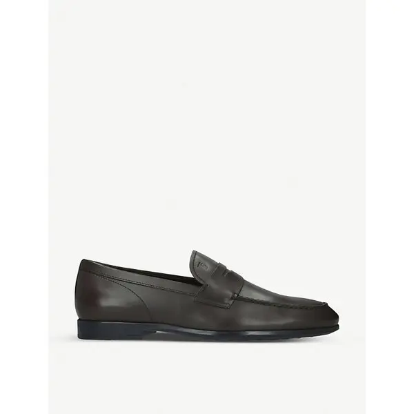 TOD'S Gomma Leggero Leather Loafers - Dark Brown