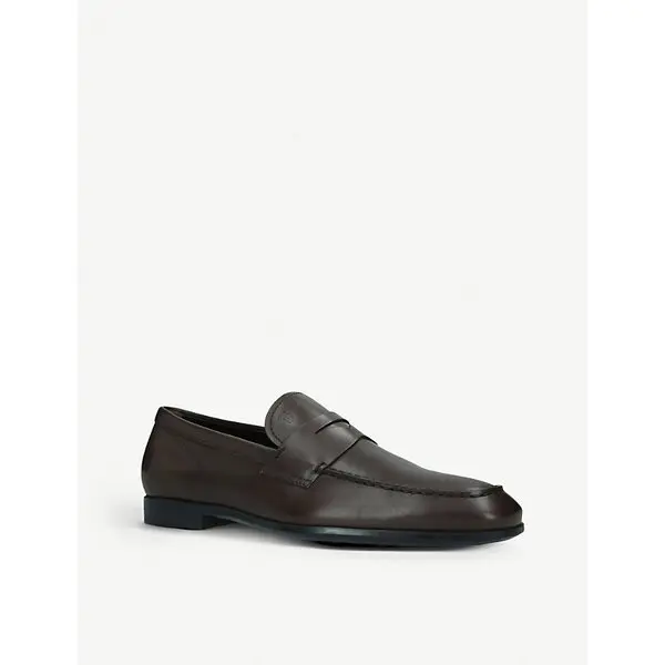 TOD'S Gomma Leggero Leather Loafers - Dark Brown
