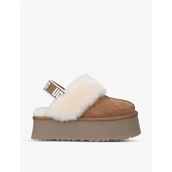 UGG Funkette Suede And Sheepskin Platform Slippers