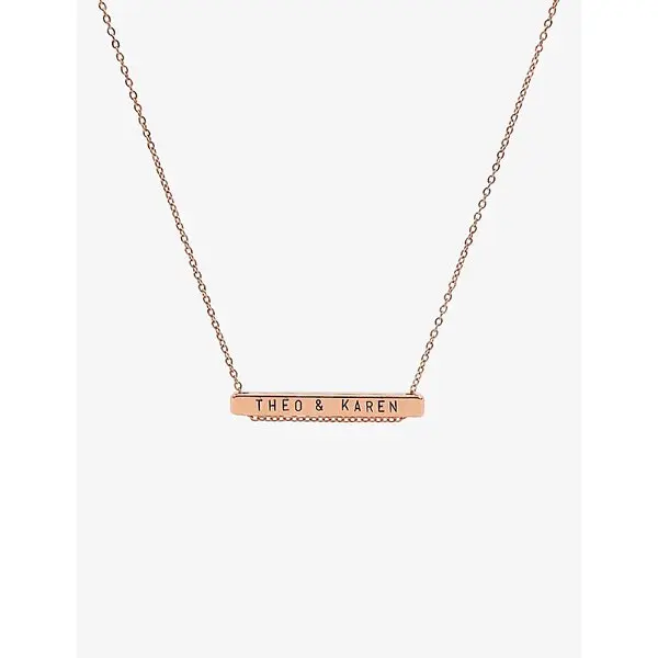 LITTLESMITH Personalised Rose -plated Bar Necklace - Gold