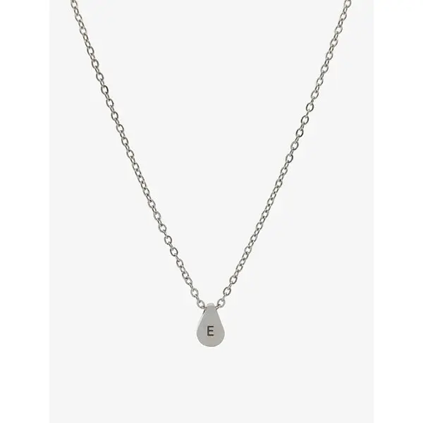 LITTLESMITH Initial -plated Teardrop Bead Necklace - Silver