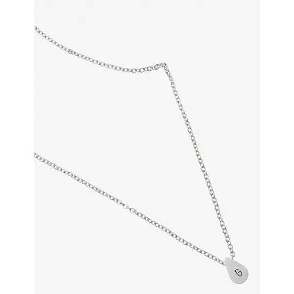 LITTLESMITH Initial -plated Teardrop Bead Necklace - Silver