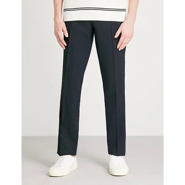 Sandro Slim-fit Tapered Stretch-wool Trousers - Navy Blue