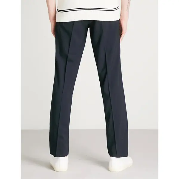 Sandro Slim-fit Tapered Stretch-wool Trousers - Navy Blue