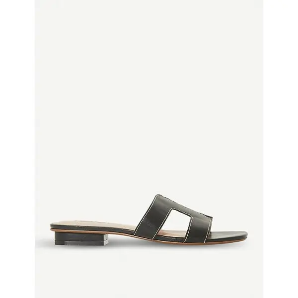 DUNE Loupe Leather Sandals - Black-leather