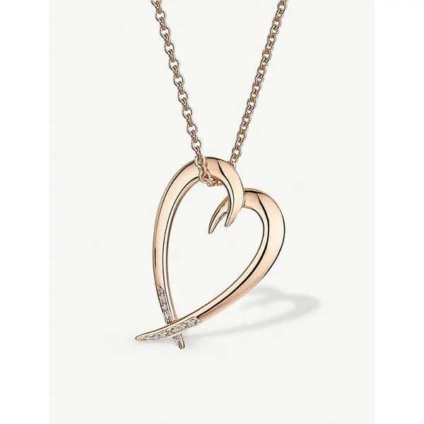 SHAUN LEANE Heart Diamond Pendant Necklace - Rose Gold
