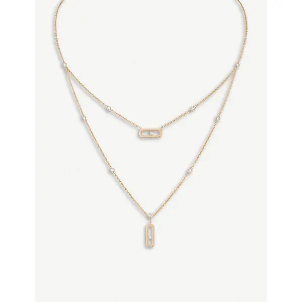 Messika Move 18ct Rose Gold And Diamond Necklace - Pink Gold
