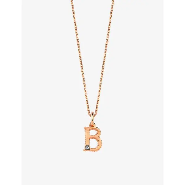 LA MAISON COUTURE X Selda 'b' Initial Diamond Necklace - Rose Gold