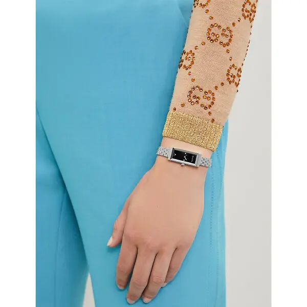 Gucci Ya127504 G-frame Stainless-steel And Diamond Watch