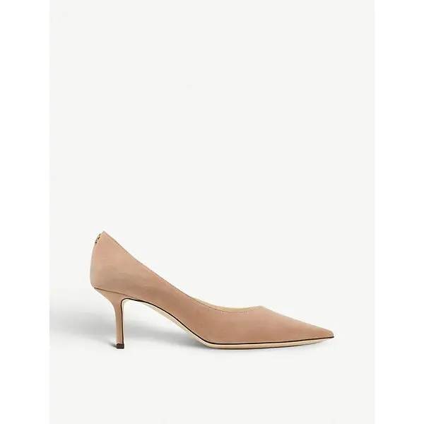 JIMMY CHOO Love 65 Logo-embellished Suede Courts - Ballet Pink
