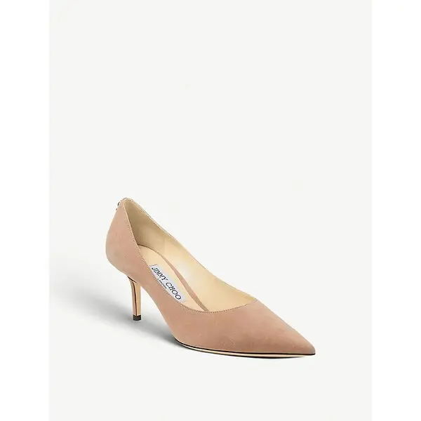 JIMMY CHOO Love 65 Logo-embellished Suede Courts - Ballet Pink