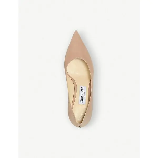 JIMMY CHOO Love 65 Logo-embellished Suede Courts - Ballet Pink