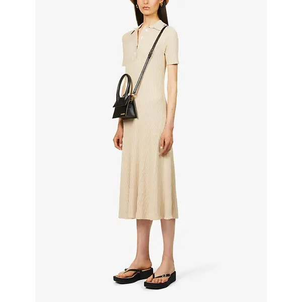 Samsoe Samsoe Lucy Ribbed Stretch-Knit Midi Dress - Brown Rice |  Editorialist