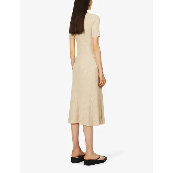 xandra ribbed knit dress Marienne Ribbed Knit Midi Dress in pink garnet