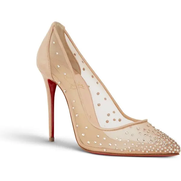 CHRISTIAN LOUBOUTIN Follies Strass 100 Suede Courts