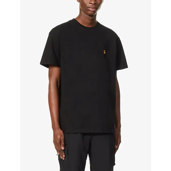 Carhartt Work In Progress Chase Brand-embroidered Cotton-jersey T-shirt - Black Gold