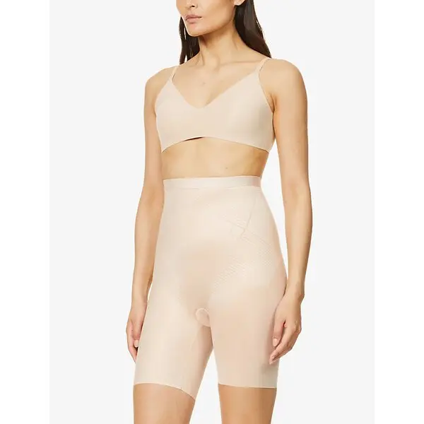 Spanx Shape™ Invisible High-waisted Mid-thigh Shorts - Champagne Beige