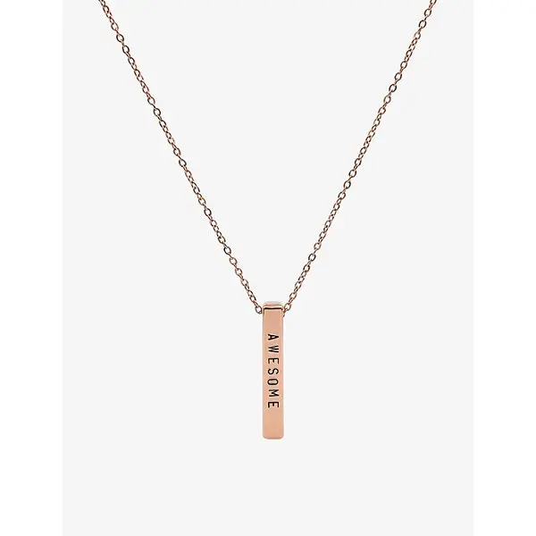 LITTLESMITH 9-character Rose -plated Vertical Bar Necklace - Gold