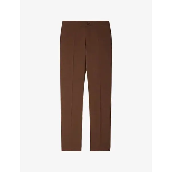 Sandro High-rise Stretch-jersey Trousers - Cognac
