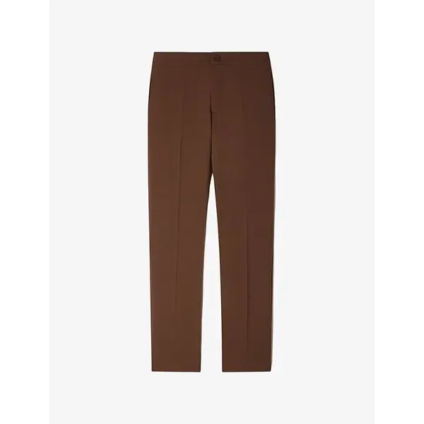 Sandro High-rise Stretch-jersey Trousers - Nut