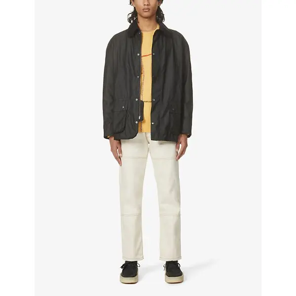 Barbour Ashby Corduroy-trimmed Waxed Cotton Jacket - Black