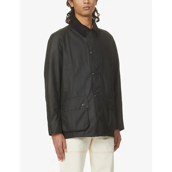 Barbour Ashby Corduroy-trimmed Waxed Cotton Jacket - Black