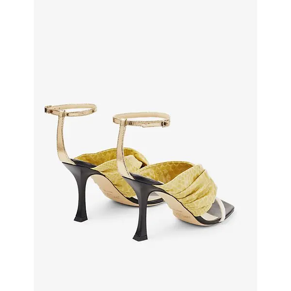 JIMMY CHOO Ocean 90 Snakeskin-embossed Leather Heeled Sandals
