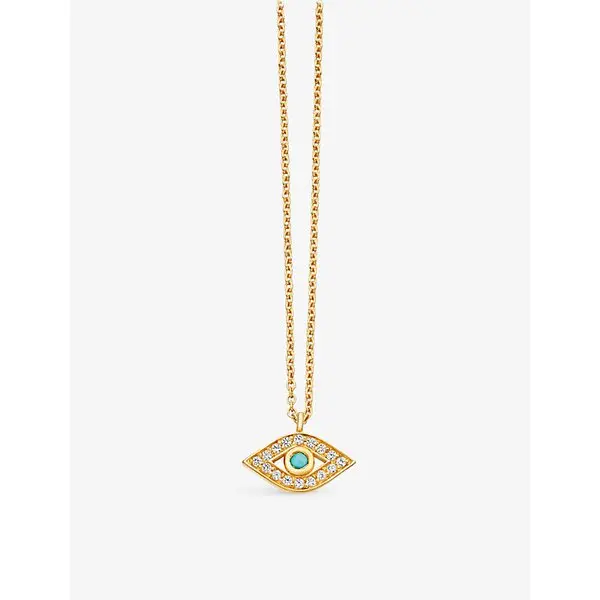 Astley Clarke Biography Mini Evil Eye 18ct Vermeil And Turquoise Pendant Necklace - Yellow Gold