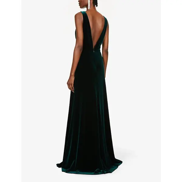 jenny yoo logan velvet maxi dress Jenny Yoo Logan V-Neck Velvet Gown - Emerald