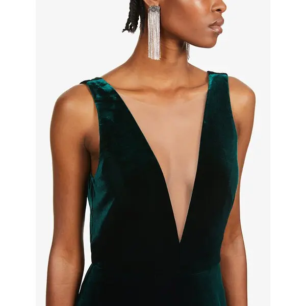 Jenny Yoo Logan V-Neck Velvet Gown - Emerald | Editorialist