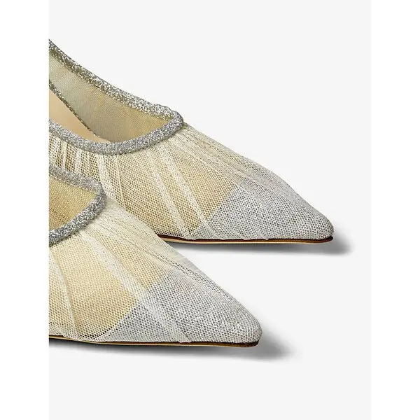 JIMMY CHOO Love 85 Glitter Tulle Pumps - Ivory/silver