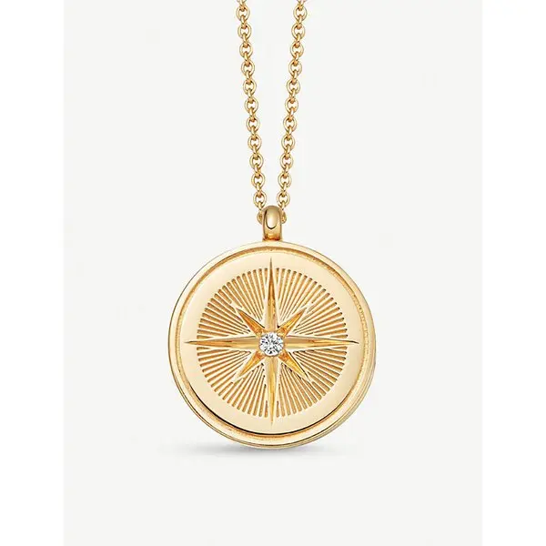 Astley Clarke Celestial Compass Locket Necklace - Yellow Gold Vermeil