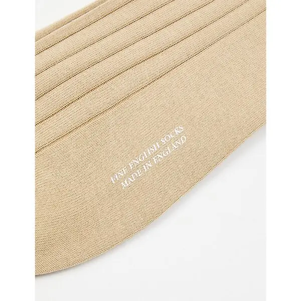 Pantherella Sea Island Cotton Ribbed Socks - Beige