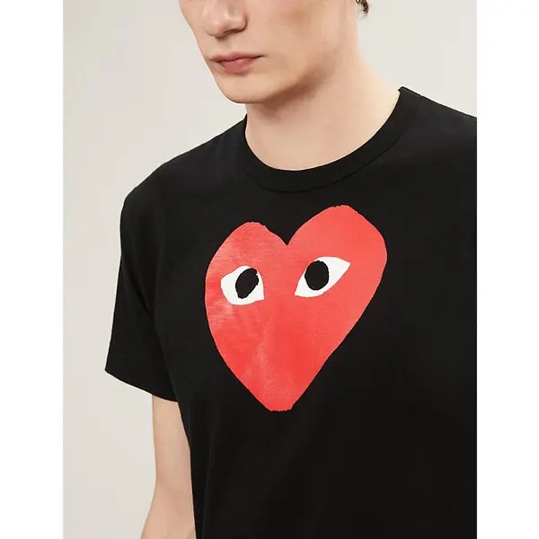 Play Comme Des Garcon Play Heart Cotton T-shirt Xxl - Black