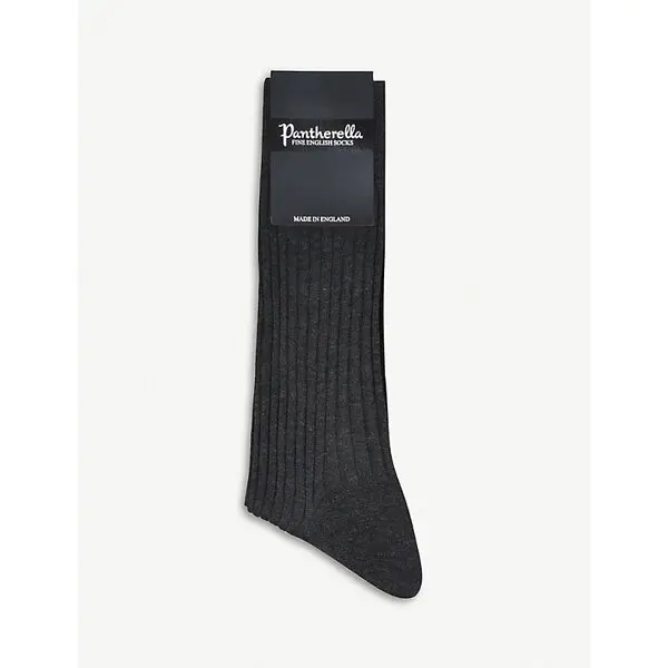 Pantherella Short Ribbed Cotton Socks - Dkgy: Dark Grey
