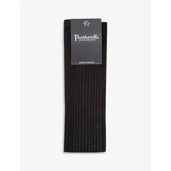 Pantherella Cotton Ribbed Knee-high Socks - Black