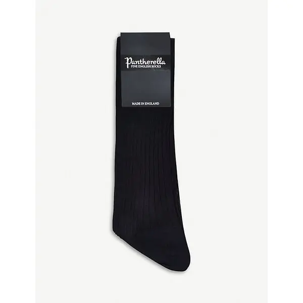 Pantherella Cotton Ribbed Knee-high Socks - Navy