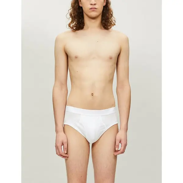 Sunspel Superfine Branded-waistband Cotton-jersey Briefs Xxl - White