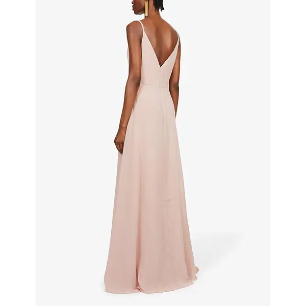 Jenny Yoo Colby Cowl-neck Chiffon Gown