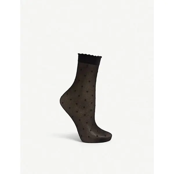 Falke Polka Dot Knitted Ankle Socks - 3009 Black