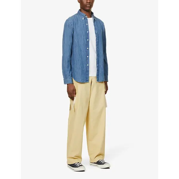 Polo Ralph Lauren Long-sleeved Button-down Slim-fit Cotton Chambray Shirt - Dark Wash